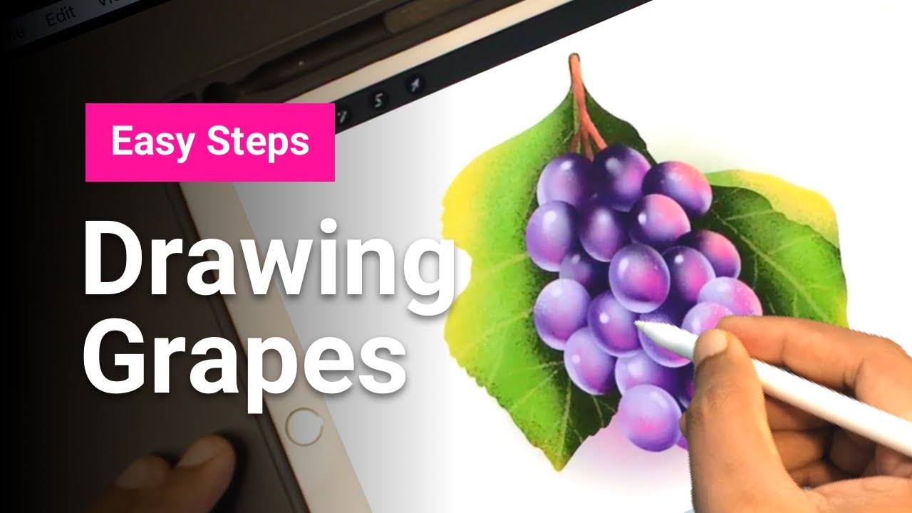 How To Draw Grapes QUICK 🍇 | iPad Drawing Tutorial by Procreate ...