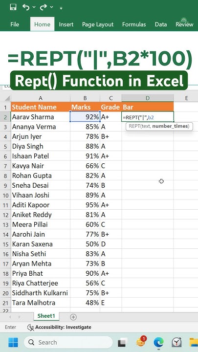 How To Use Rept Function in excel 🔥#shorts #excel - YouTube