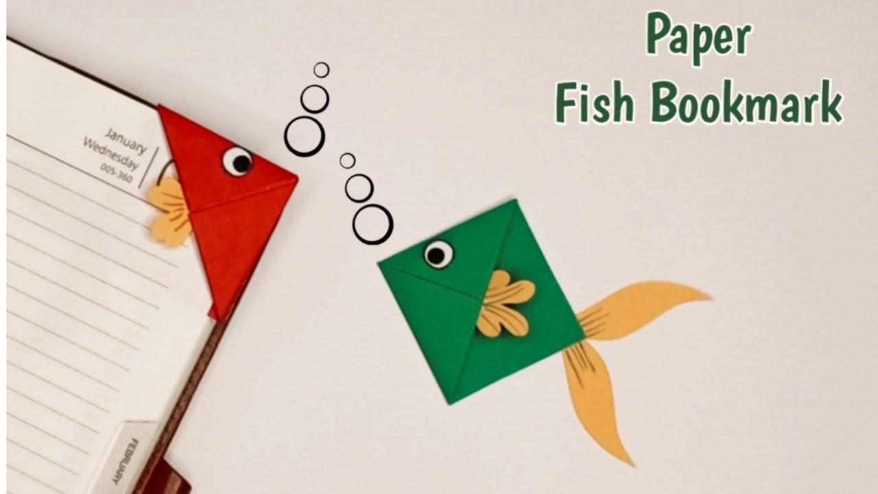 Diy Paper Fish Corner Bookmark, Paper Craft For School, Kids Craft ...