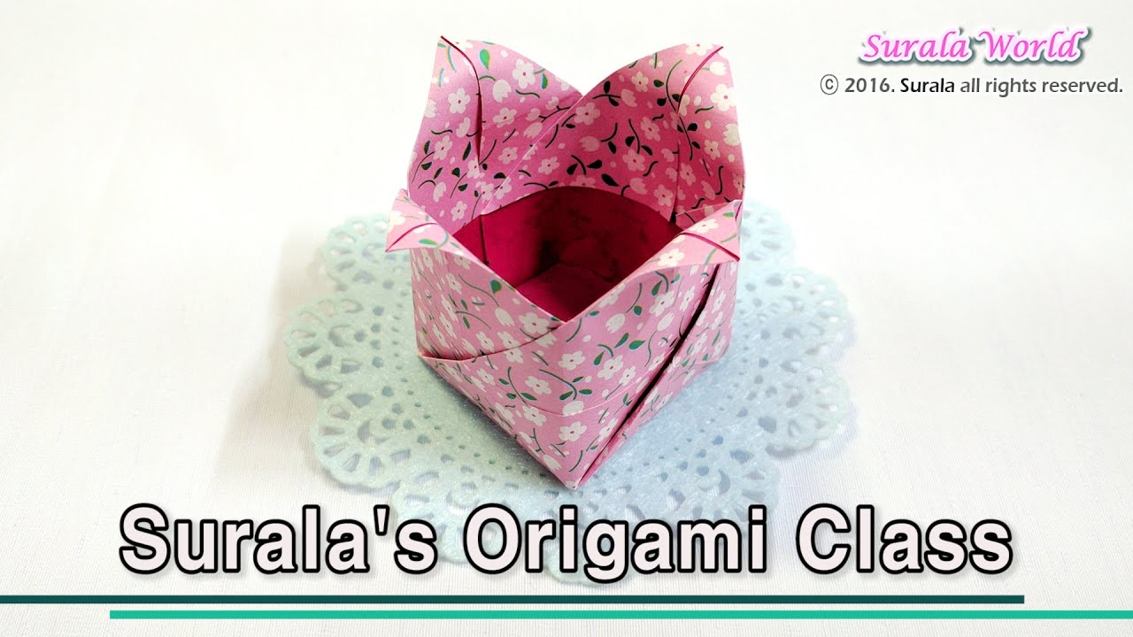 Origami - Tulip Box (Gift box) - YouTube