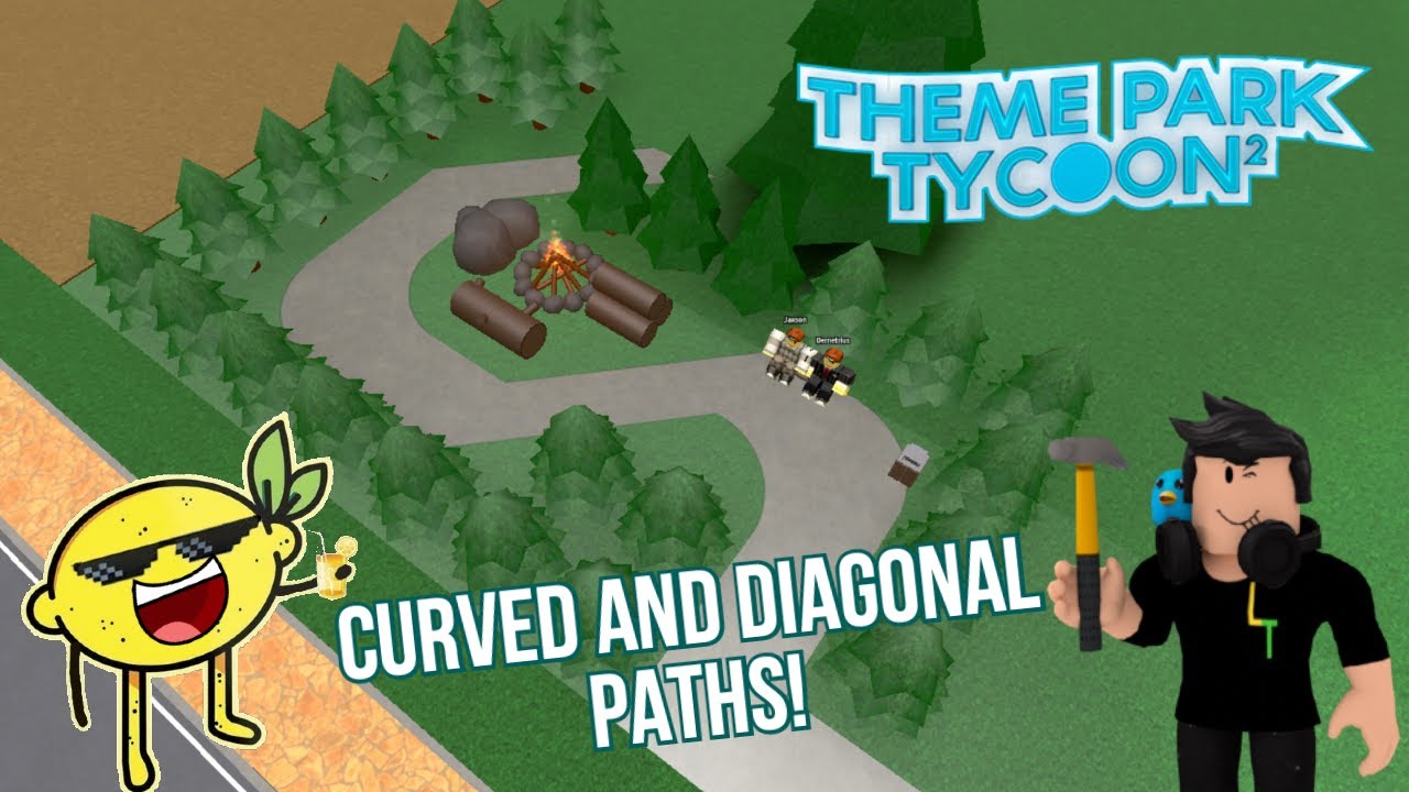 How to make curved & diagonal paths in Theme Park Tycoon 2! | NO ...