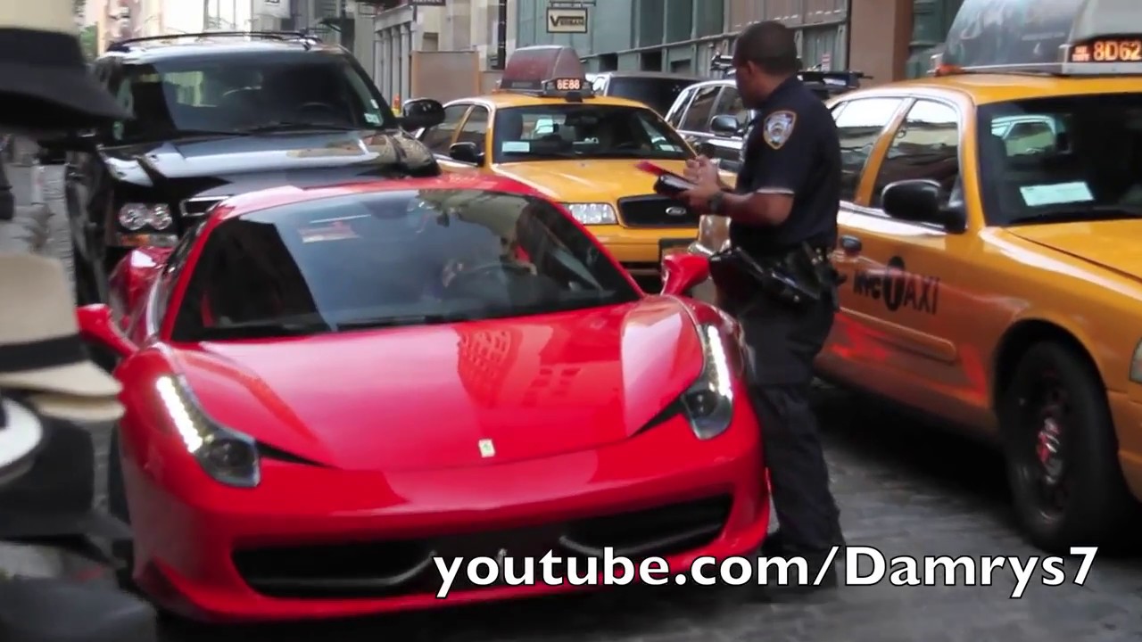 FERRARI 458 SPIDER RUNS OVER COP NYC - YouTube