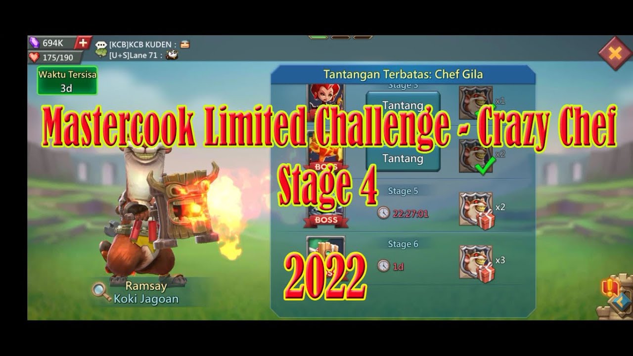 Mastercook Limited Challenge Stage 4 - Crazy Chef 2022 - Lords Mobile ...
