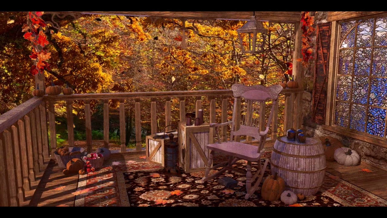 Relaxing & Cozy Autumn Porch Ambience - YouTube