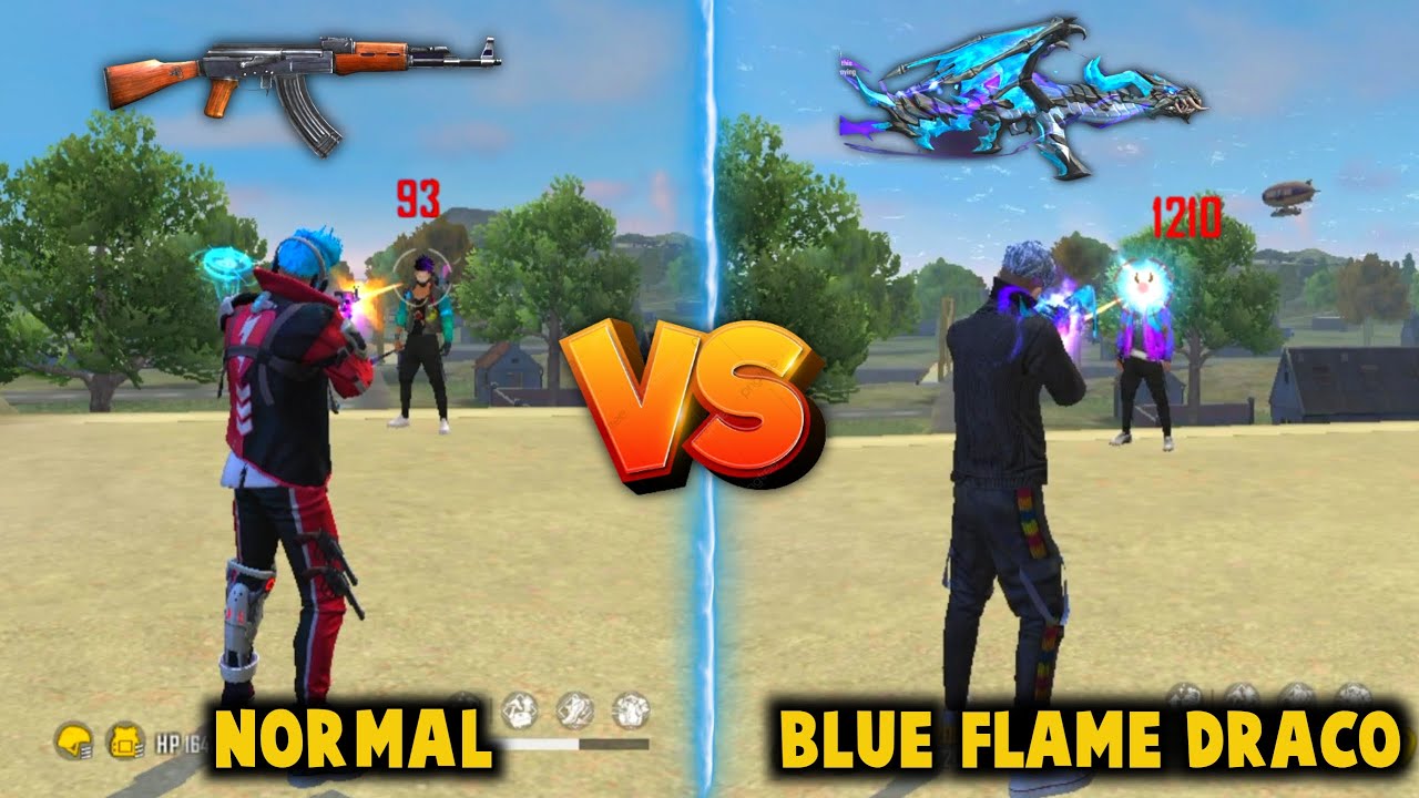 FREE FIRE BLUE FLAME DRACO AK DAMAGE ABILITY TEST | BEST AK SKIN IN ...
