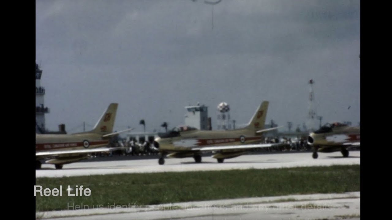1963 Mystery reel! Unidentified air show/air base, RCAF Golden Hawks ...