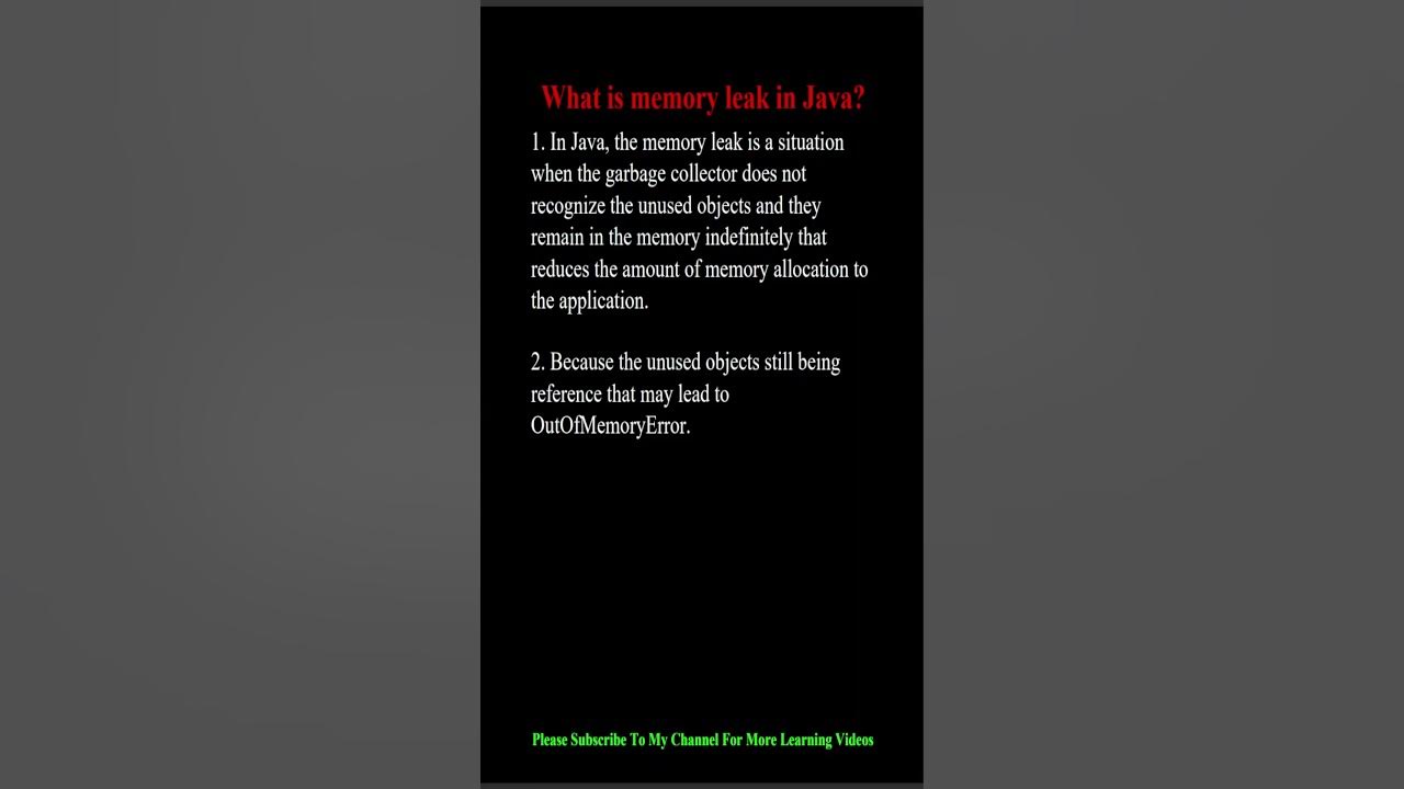 What Is Memory Leak In Java YouTube what-is-memory-leak-in-java-youtube
