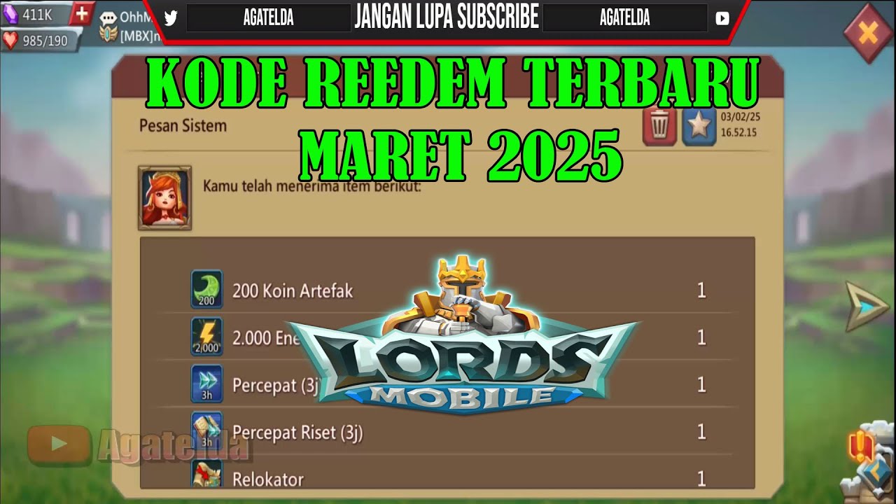 KODE REEDEM TERBARU MARET 2025 LORDS MOBILE - YouTube