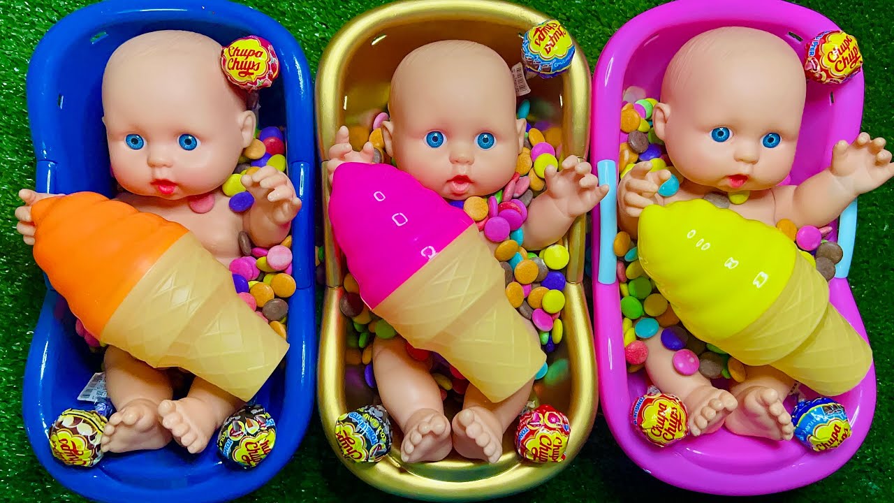 Oddly Satisfying Video | Full of 3 Rainbow BathTubs Candy with M&M's ...