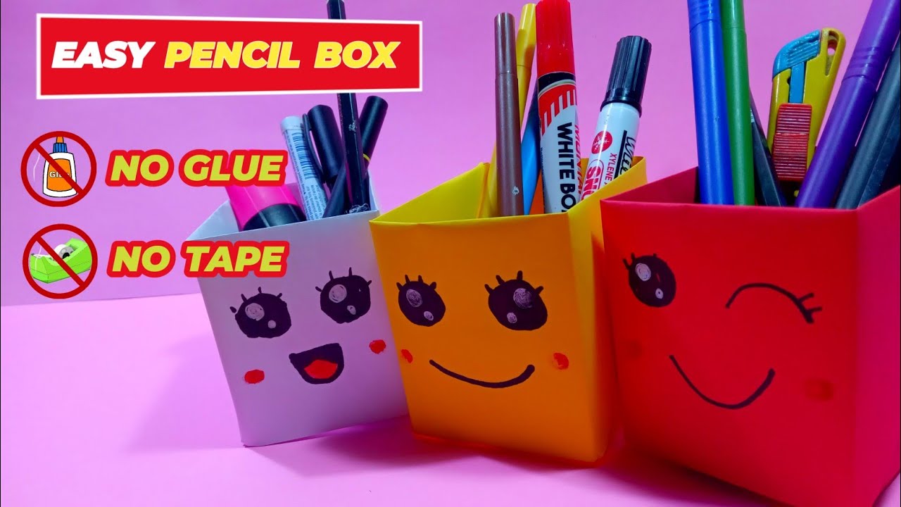 Origami Pencil Box Easy - Without Glue | Hello Origami Loverr - YouTube