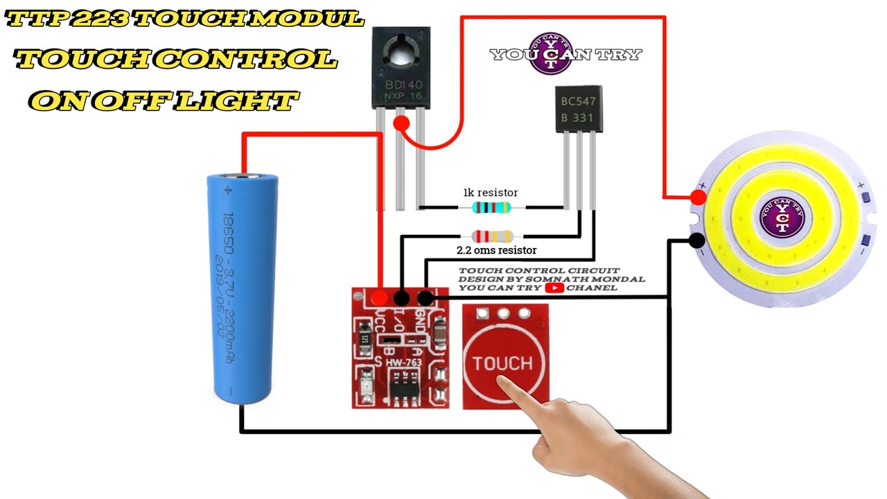 TTP 223 touch sensor module project ll Touch sensor on off light ll ...