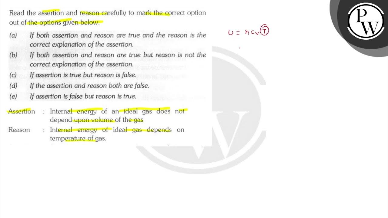 Read the assertion and reason carefully to mark the correct option ... - YouTube