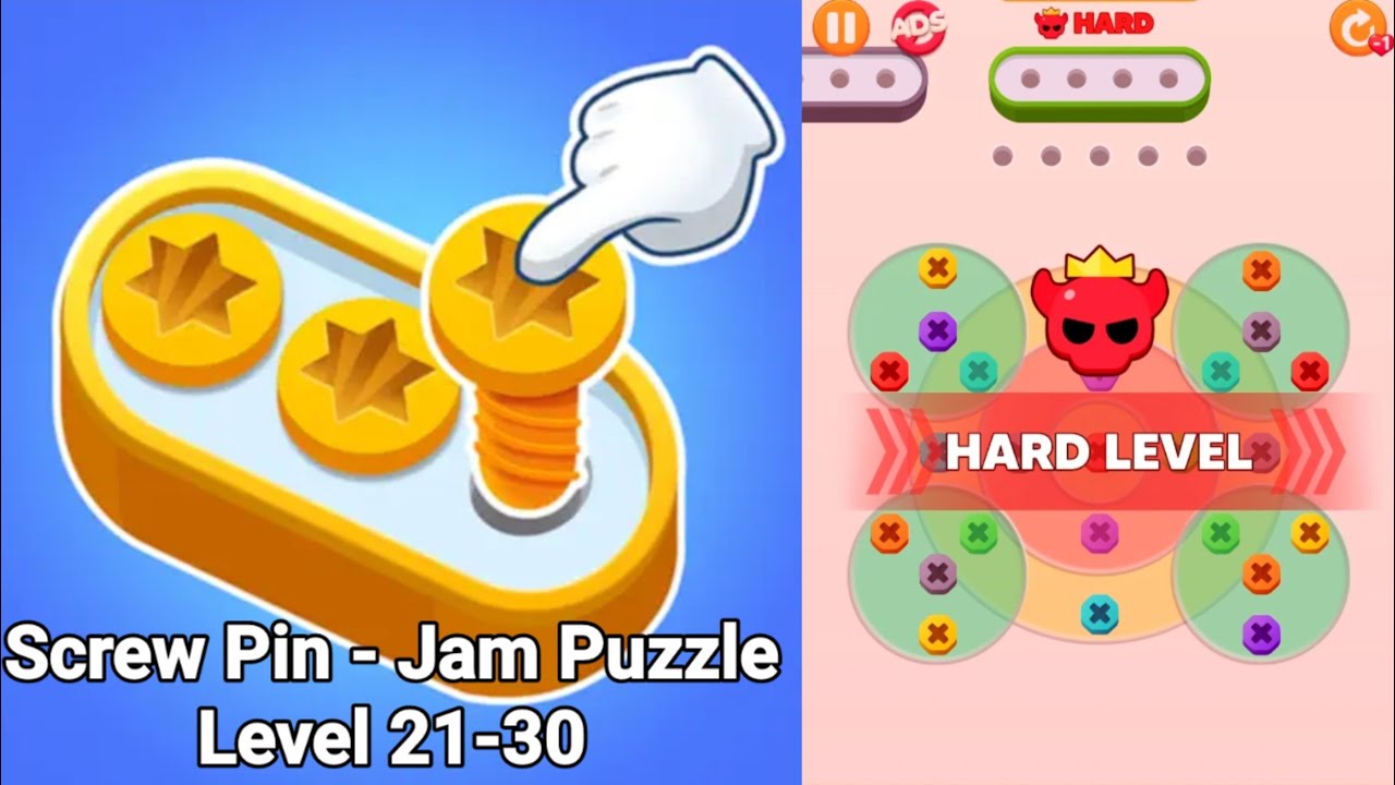 Screw Pin - Jam Puzzle Answers | All Levels | Level 21-30 - YouTube