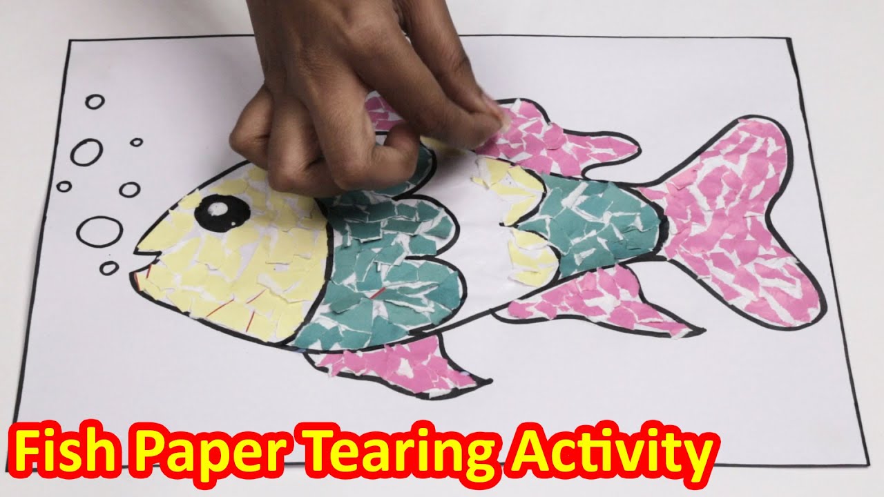 Fish by paper tearing | Paper Tearing Activity | Fish Activity | E ...