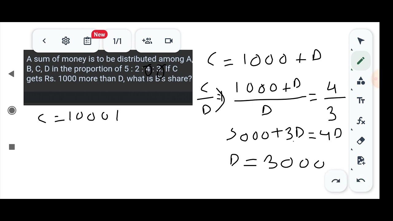 a sum of money is to be distributed among A B C D in the proportional ...