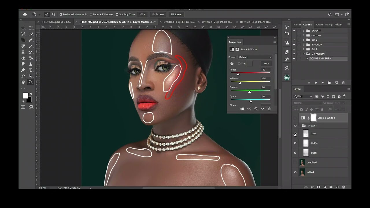 HOW TO DODGE AND BURN PORTRAITS AND SAVE PS ACTIONS EXPLAINED - YouTube
