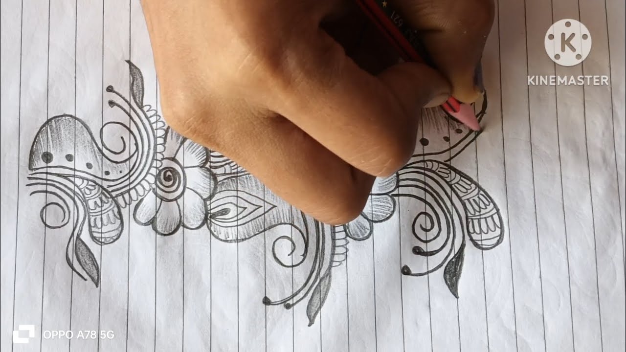 Most beautiful pencil shading|full hand mehndi pencil design shading ...