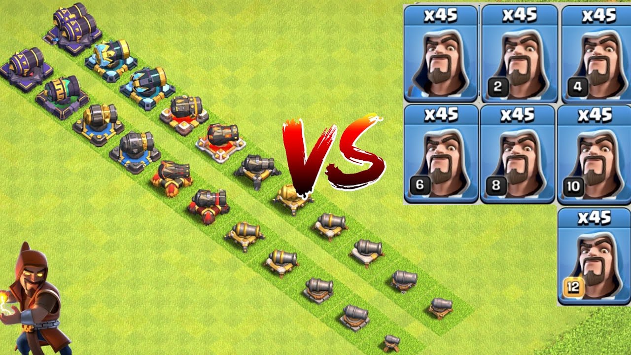 every level wizard vs Every level cannon attack || clashtoday - YouTube
