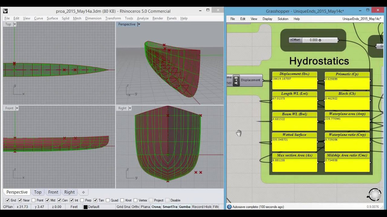 Double-ended hull using two guide curves in Rhino Grasshopper - YouTube