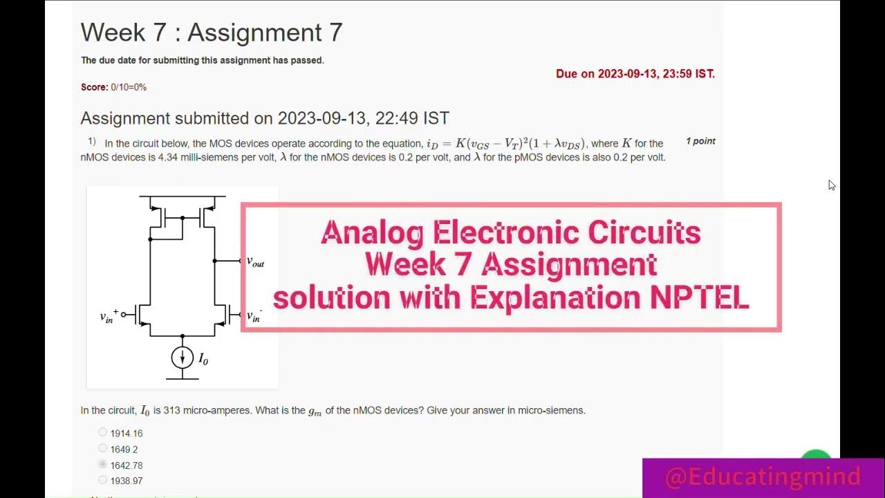 Analog Electronic Circuits Week 7 Assignment solution with Explanation NPTEL - YouTube