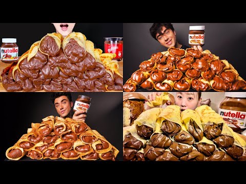 BEST NUTELLA CHOCOLATE CREPE ROLL MUKBANG COMPILATION🍫SATISFYING DESSERT COMPILATION🍫pt35