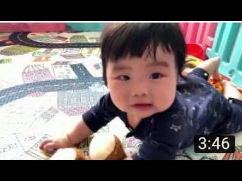 【Baby Routine】Baby playtime on new play mat  (Skip Hop) Play mat 8m27d