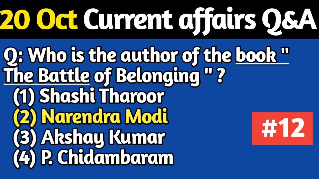 20 October 2020 current affairs q&a || Current affairs India 2020 ...