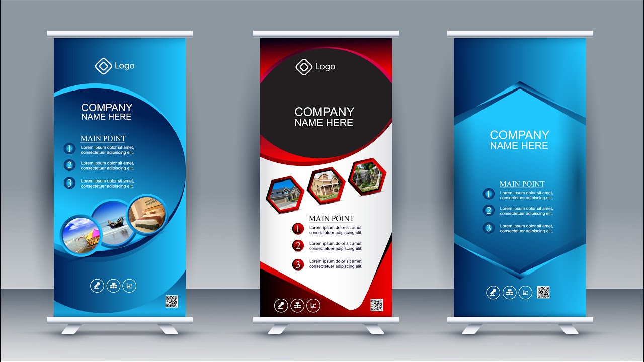 how to make x banner design in adobe illustrator cc | Rollup Banner ...