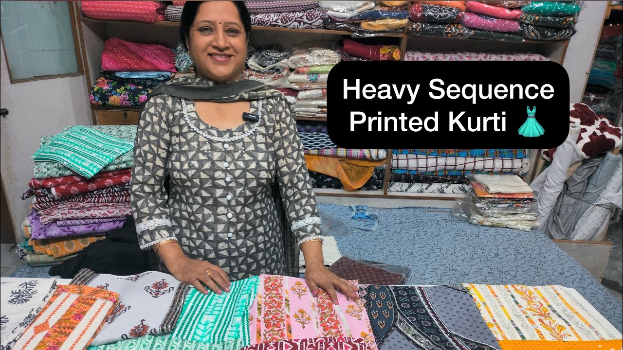Heavy Sequence Printed Cotton Kurti , Floral Print Kurti , Kadhai Kurti ...