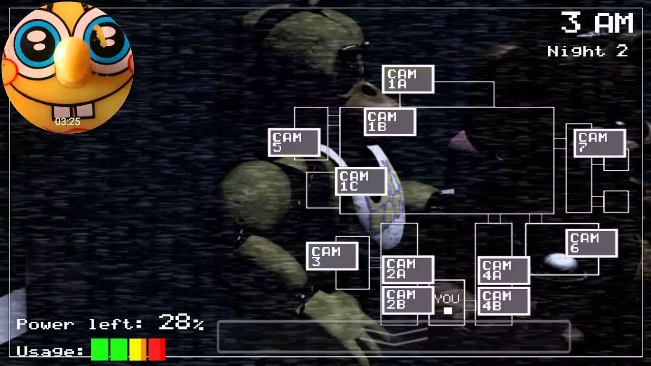 Spongebob and Patrick play five nights at freddy's - YouTube