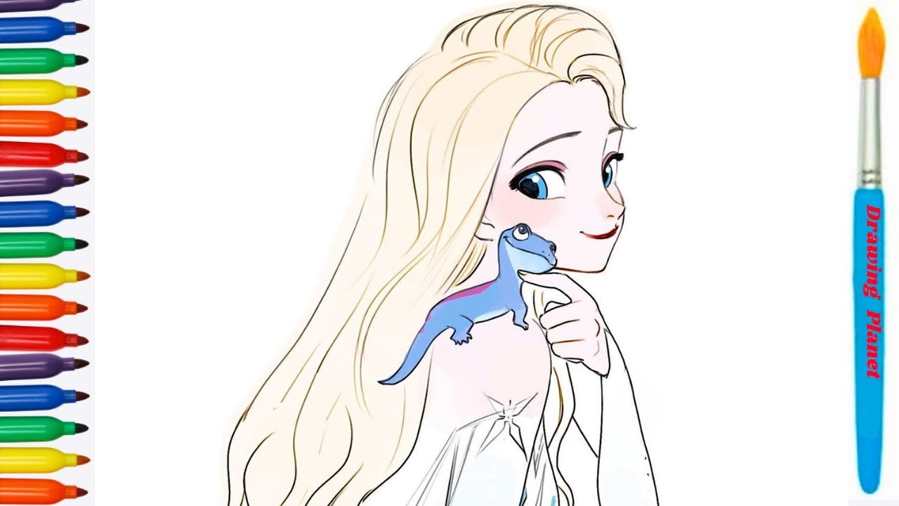 How to Draw Elsa loving her Pet Bruni||Princess Drawing ||Easy Drawing ...