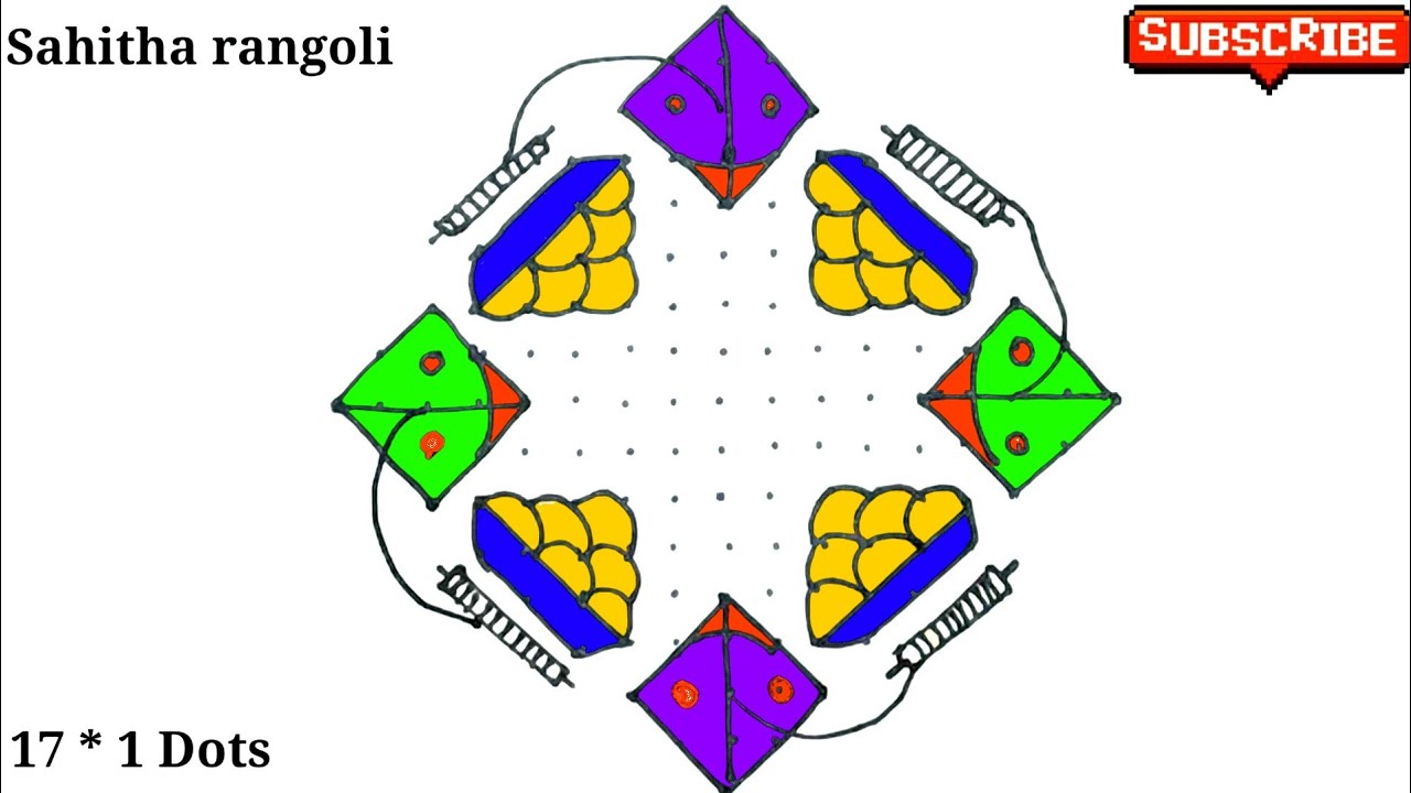 Sankranthi muggulu/Pongal rangoli designs/Kite festival/kite rangoli ...