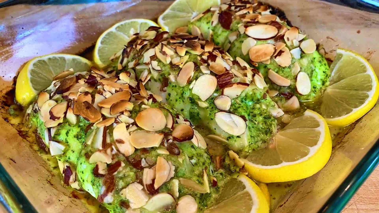 Basil Aioli Fish Sole with Almond Crunch - YouTube