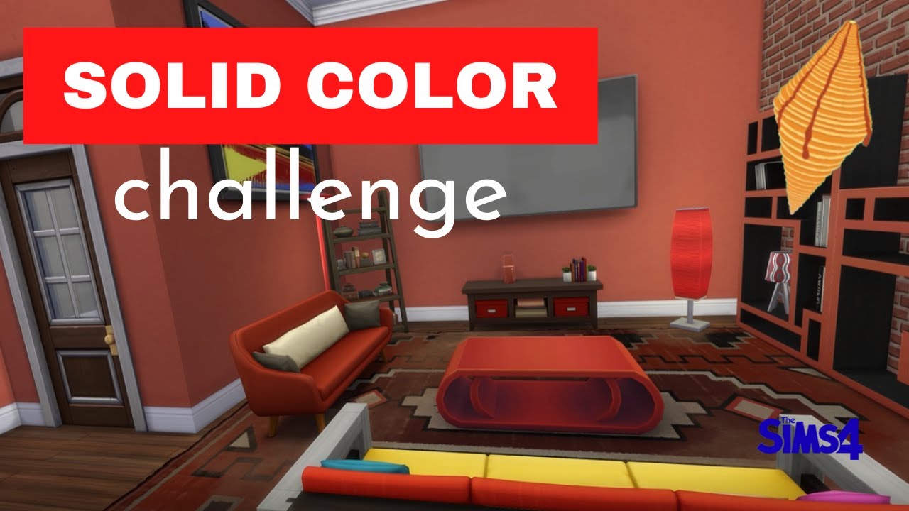 SOLID COLOR CHALLENGE | Red Sims 4 Apartment Speed Build - YouTube