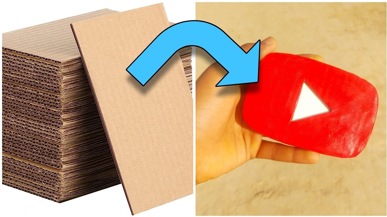 How to make YouTube playbutton with cardboard #cardboard @CRAFTY BOY ...