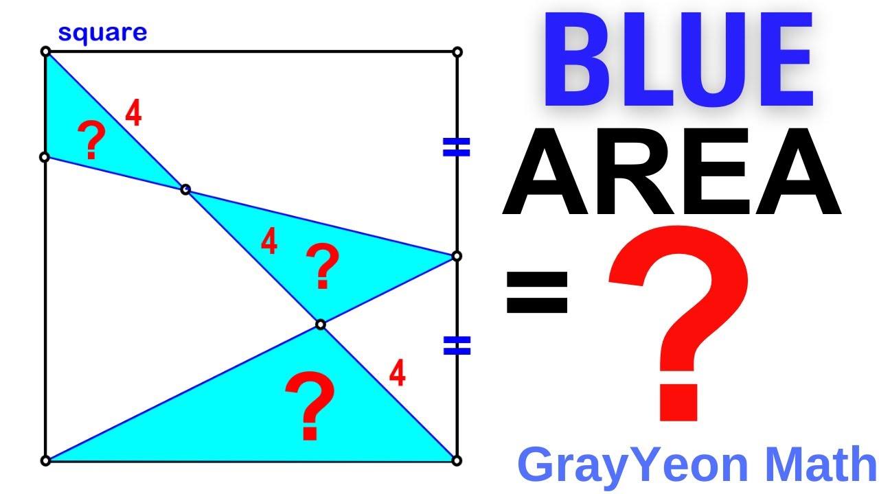 Find the area of the blue region #geometryskills #mathpuzzles # ...