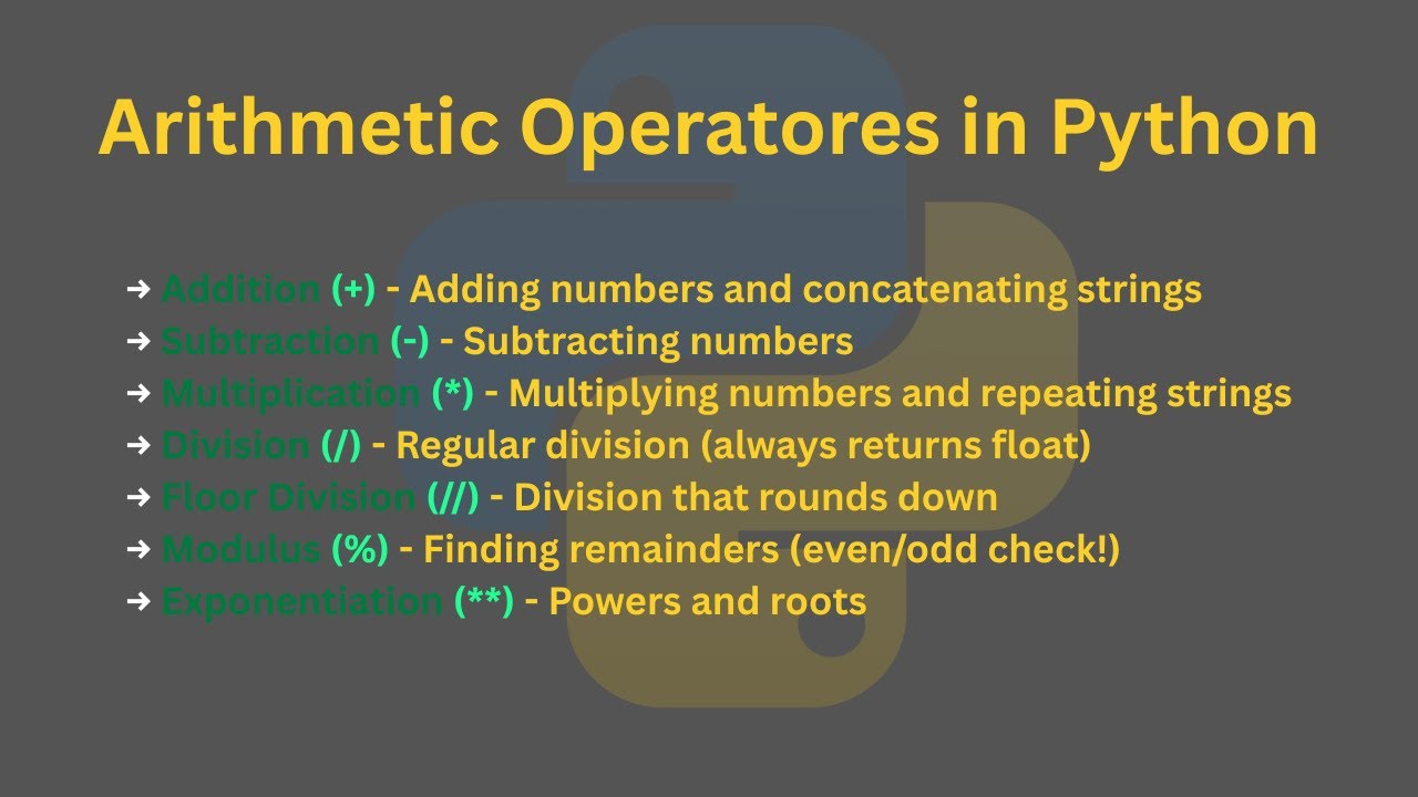 Master Python Math Operations | All 7 Arithmetic Operators with Examples - YouTube