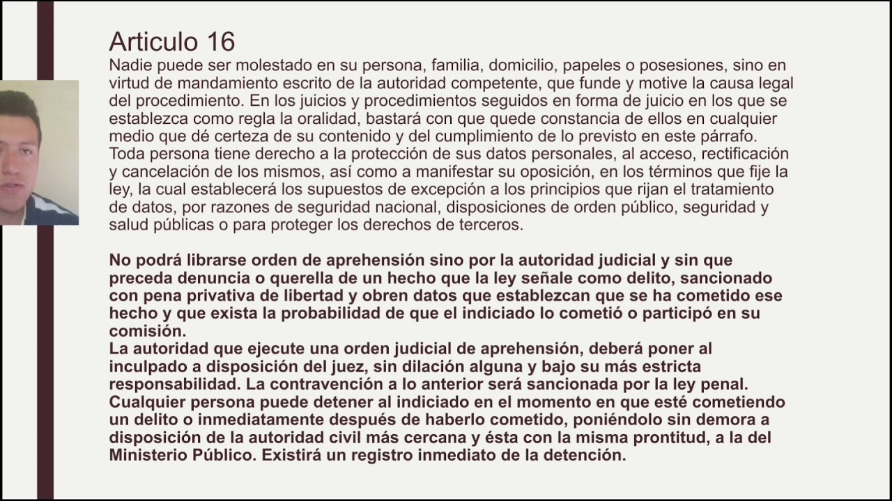 Exposición del Artículo 16 Constitucional en Mexico - YouTube