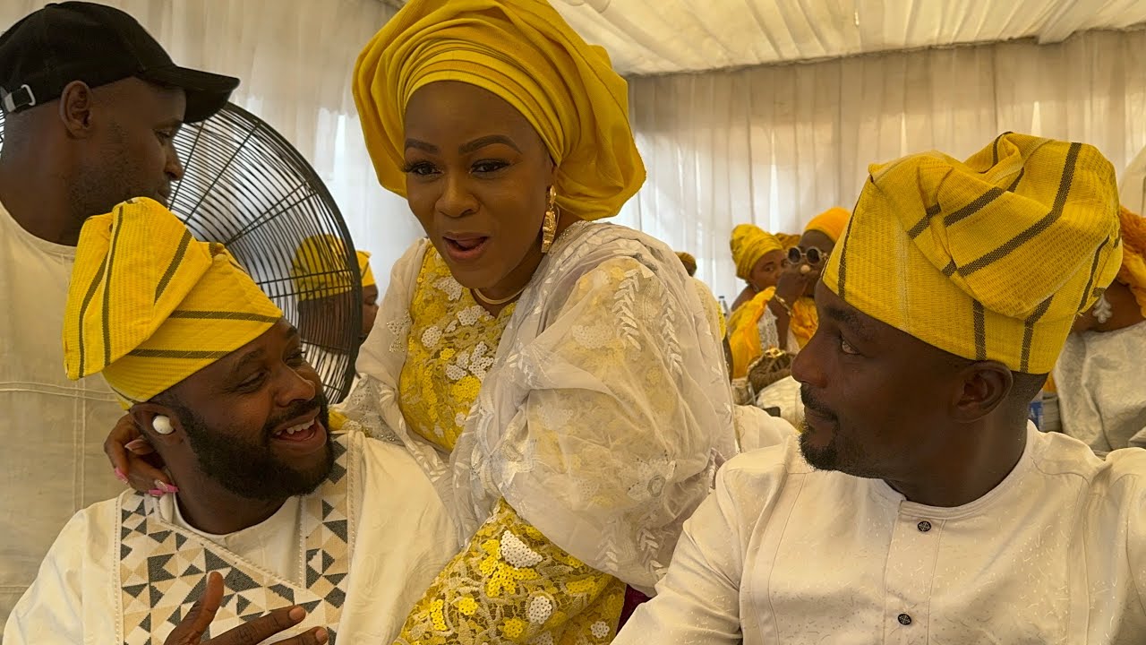 LIZ DA SILVA GREETS FEMI ADEBAYO AND MERCY AIGBE AT ADEKAZ BABA ADINNI ...