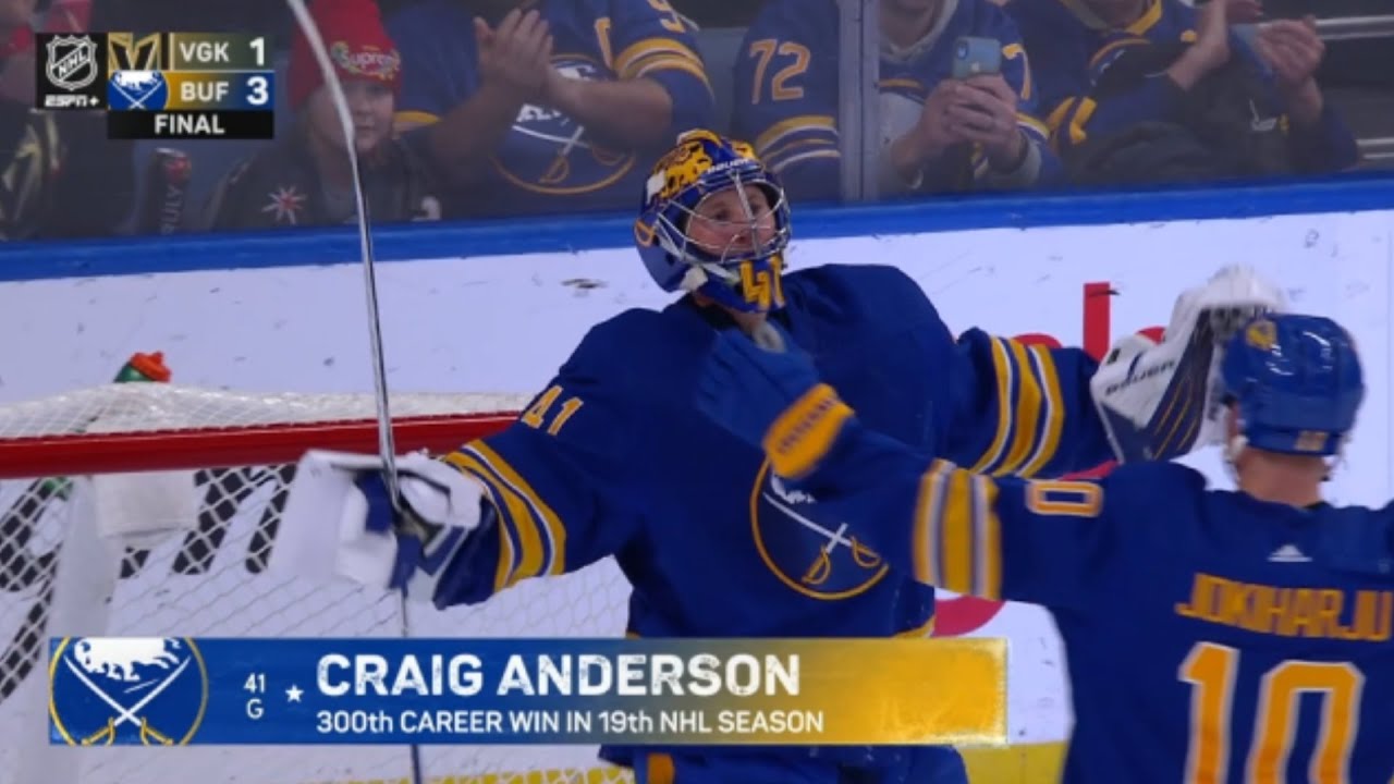 Craig Anderson Congratulated For 300th Career Win - YouTube