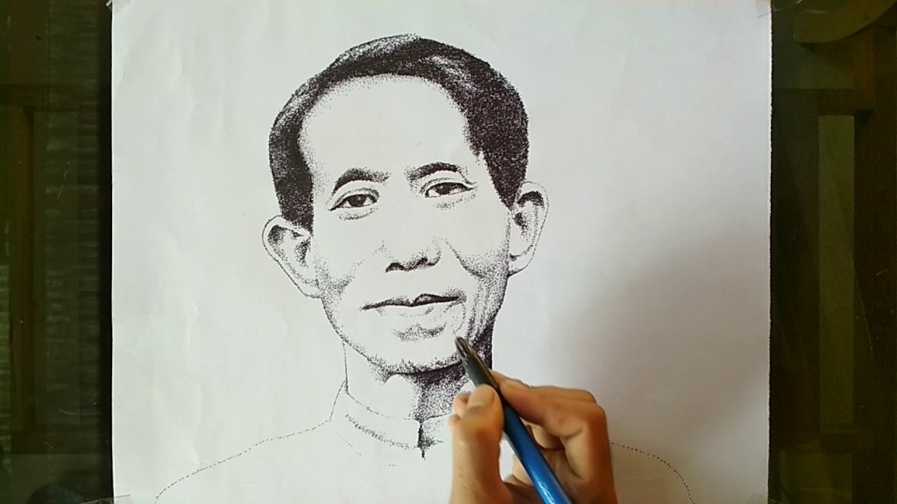 Hijam Irabot drawing using dots - YouTube