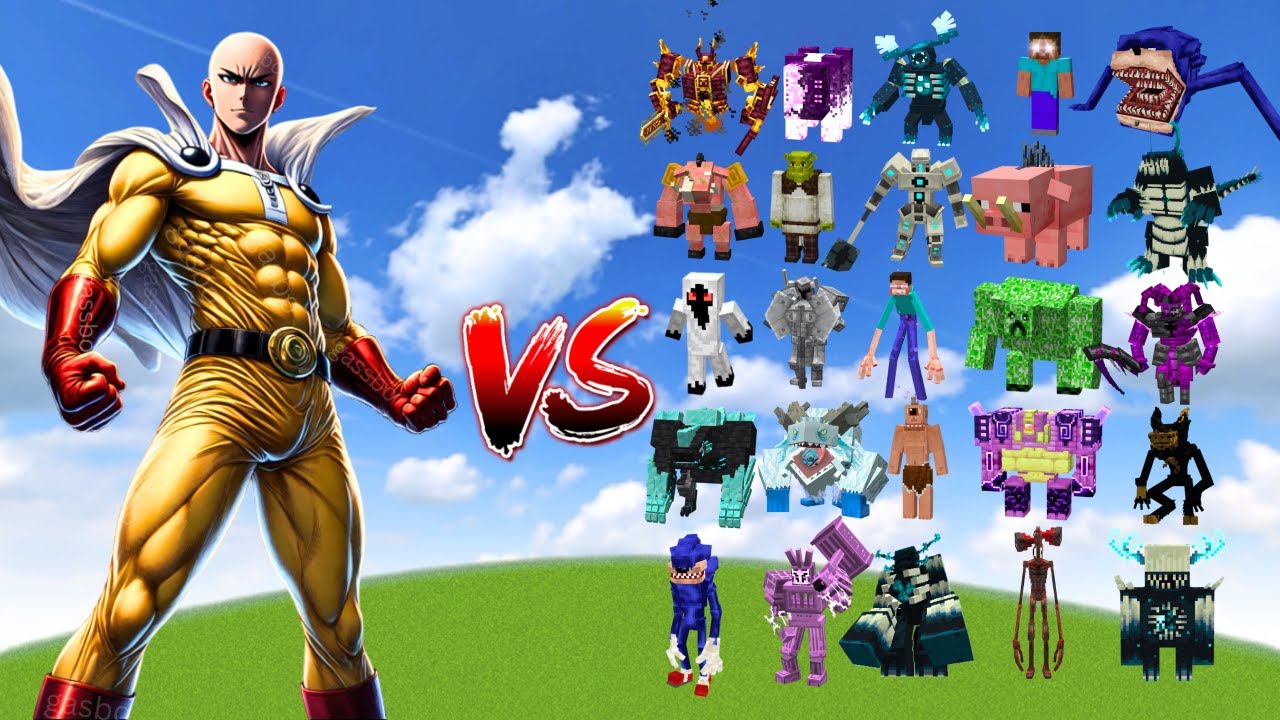 SAITAMA vs All Minecraft Bosses - Minecraft Mob Battle - YouTube