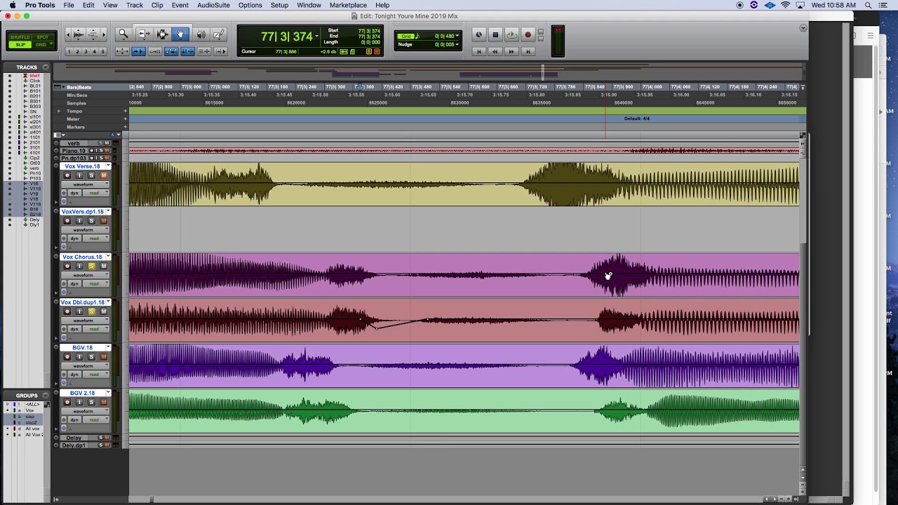 Pro Tools Editing Vocal Timing Using Clip Gain Line and Hard Edits - YouTube
