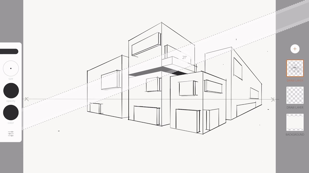 Drawing 3D two point perspective | on iPad pro - YouTube