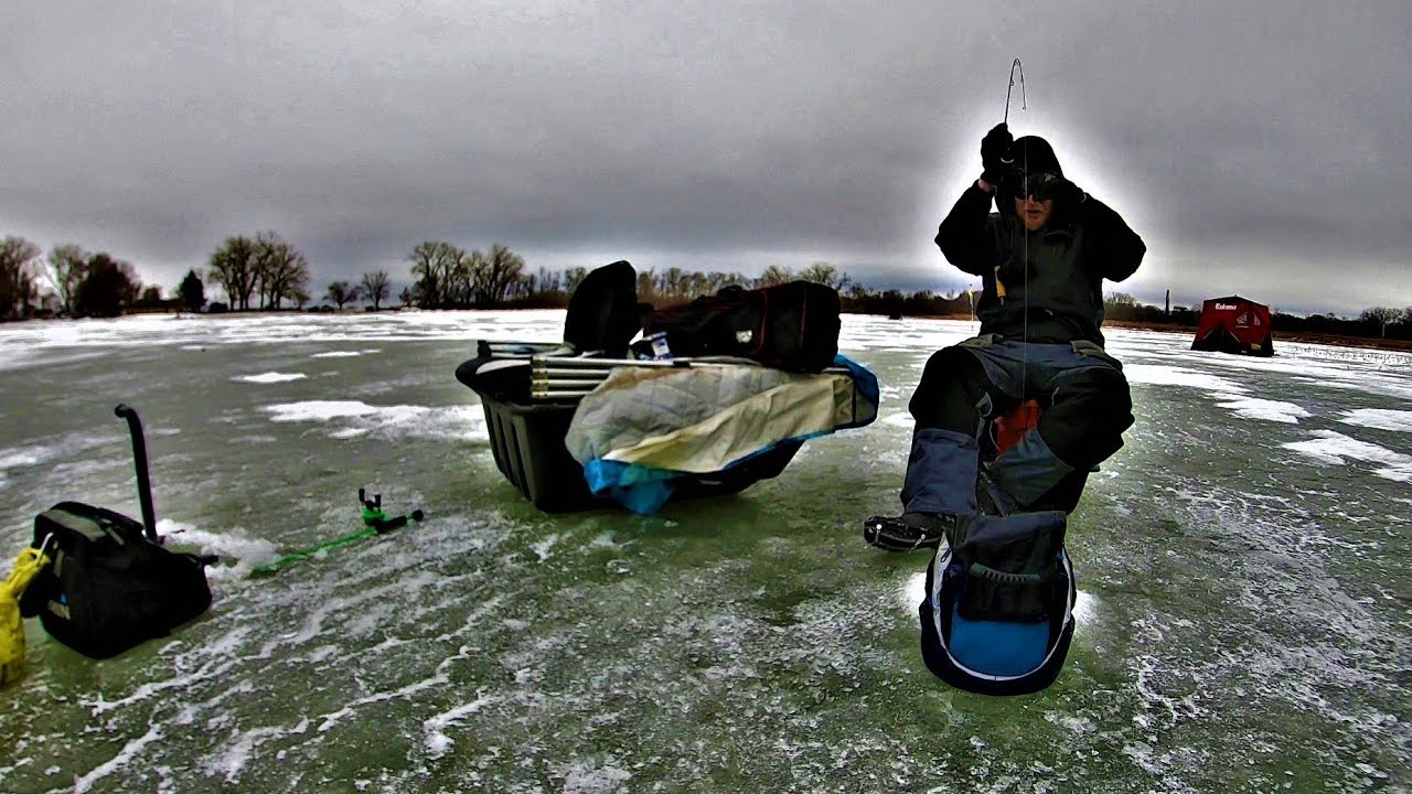Chasing Panfish on a Frozen Lake in Iowa - YouTube