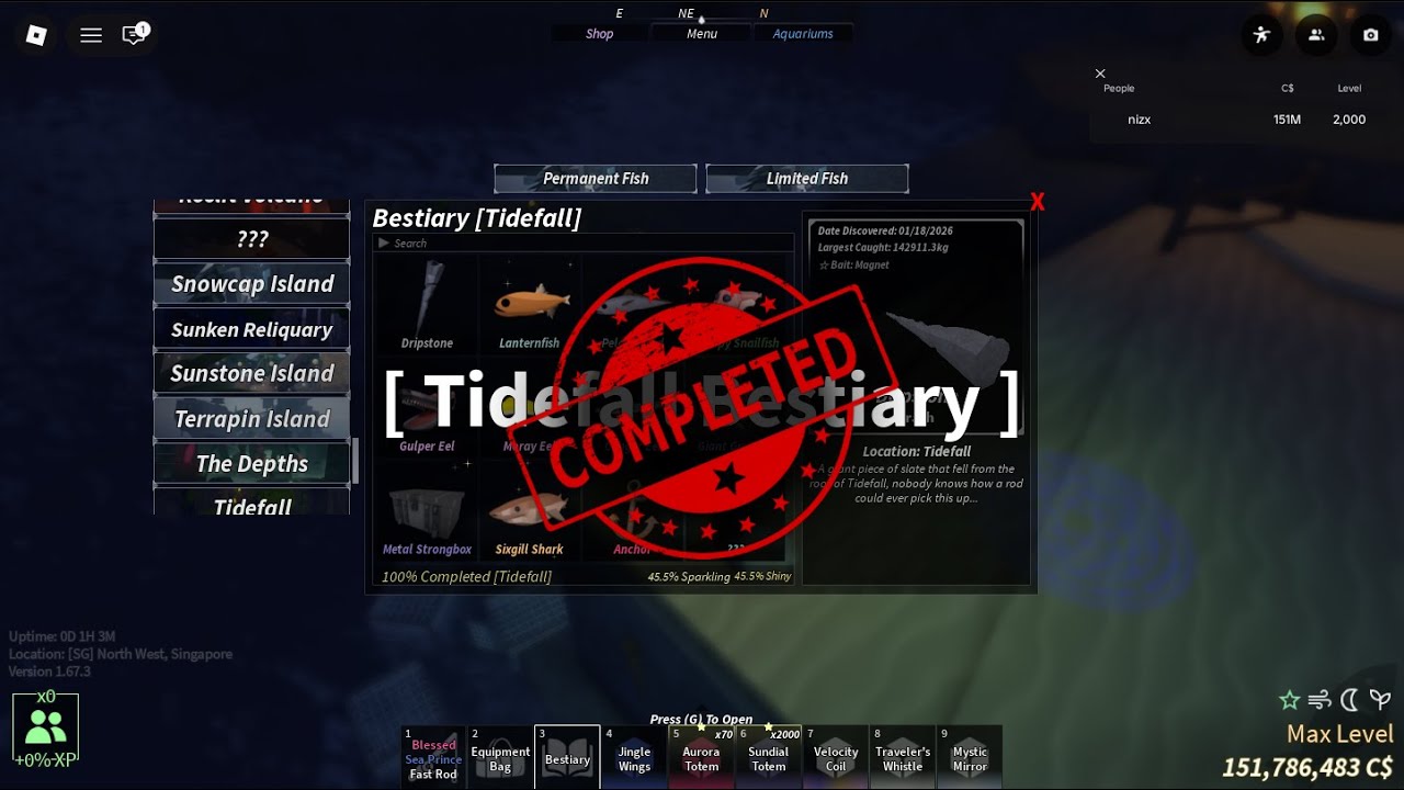 [Fisch] Tidefall Bestiary Complete! (no secret) - YouTube