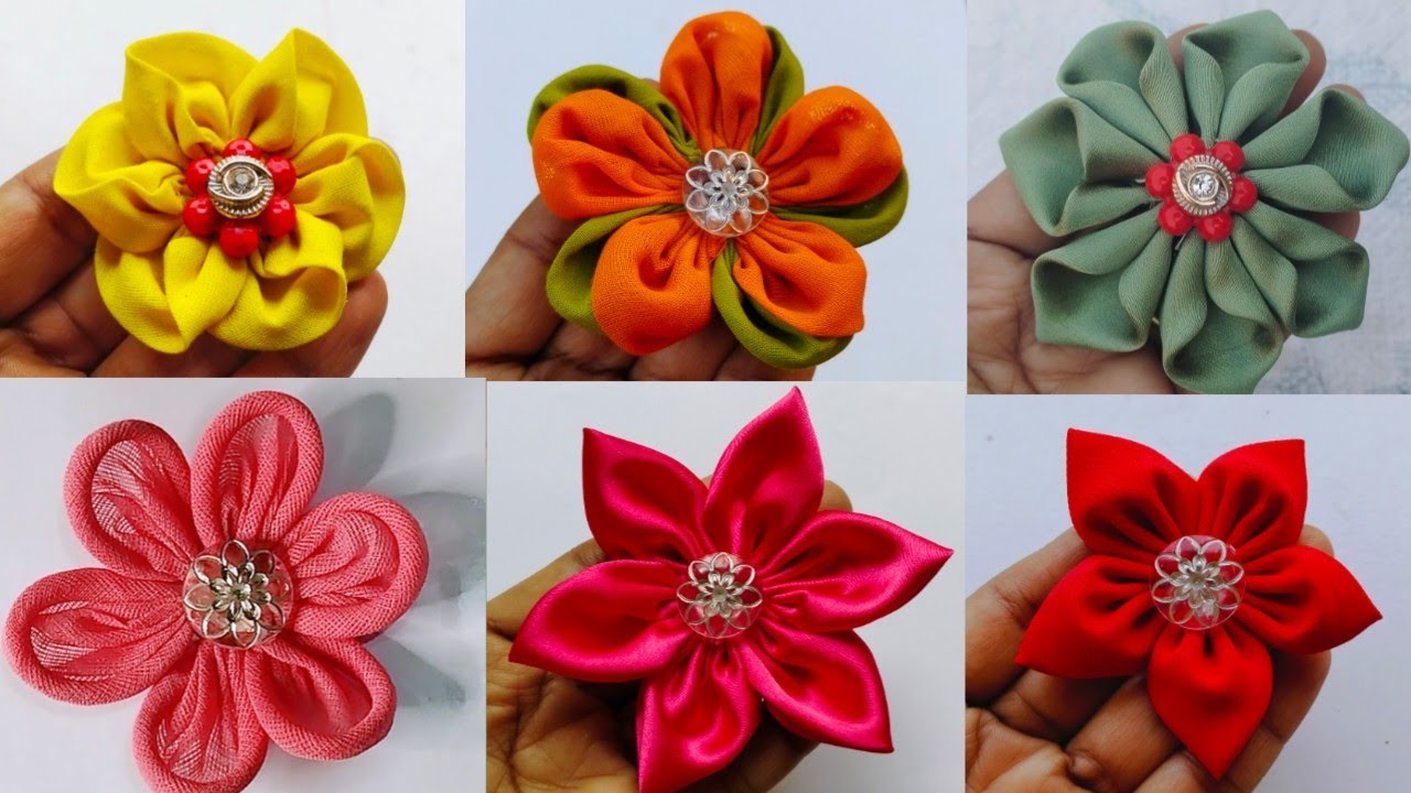 DIY : 6 Easy Tricks Fabric Flowers Making | New Design Cloth Flower ...