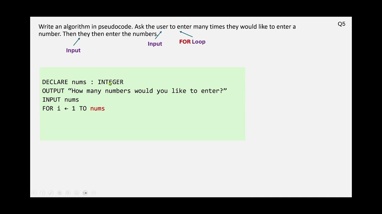 Pseudocode 6 Question 5 - Count Controlled Loop Example - Youtube