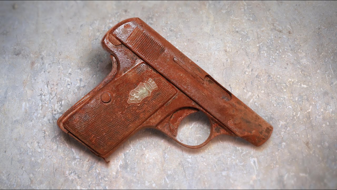 Restoration of .25 ACP Pistol: left to rot in a flooded garage - YouTube