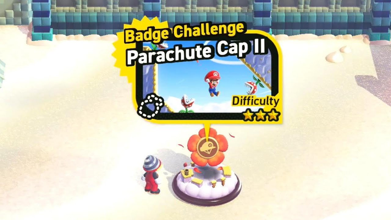 Super Mario Bros. Wonder Badge Challenge Parachute Cap 2 - YouTube